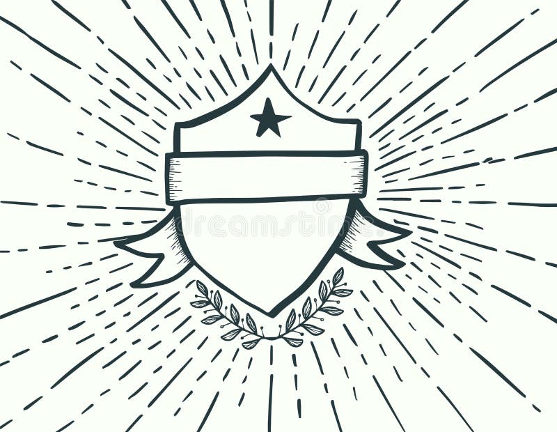 Badge drawn style. stock vector. Illustration of label - 97473234