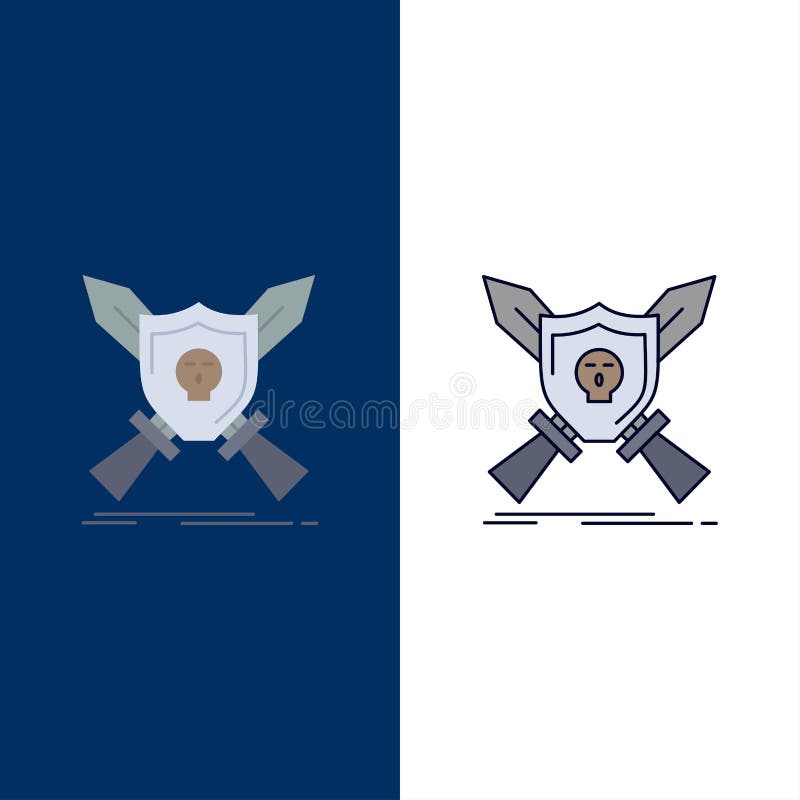 Badge, Emblem, Game, Shield, Swords Flat Color Icon Vector Stock Vector ...