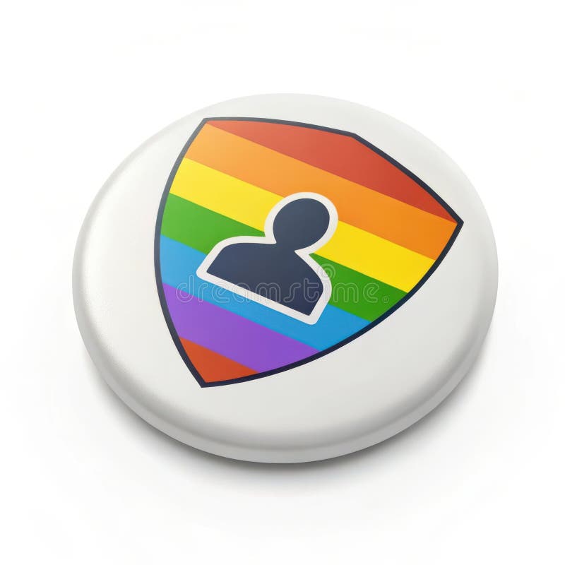A Badge Featuring a Silhouette Shield with Rainbow Stripes Symbolizing ...
