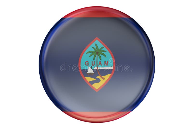 Badge with Flag of Guam, 3D Rendering Stock Illustration - Illustration ...