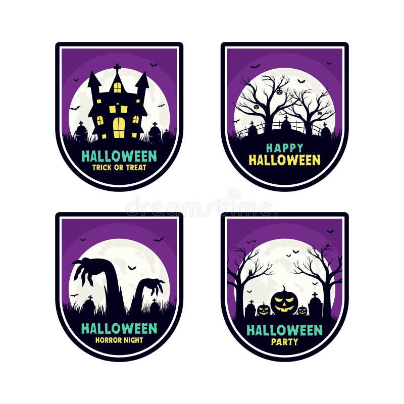 Badge Happy Halloween Design Collection Stock Vector - Illustration of ...
