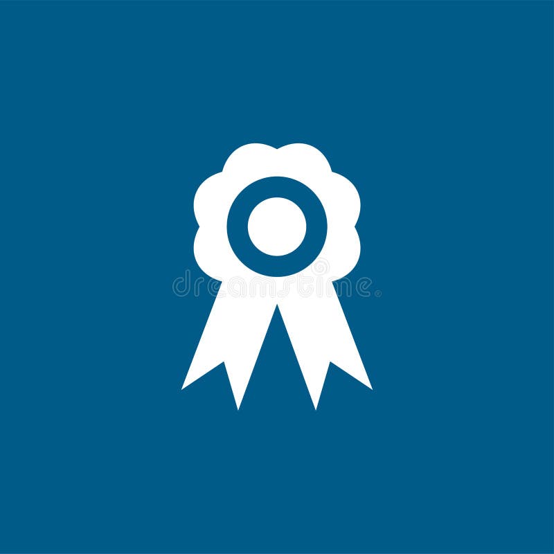 Badge Icon on Blue Background. Blue Flat Style Vector Illustration ...