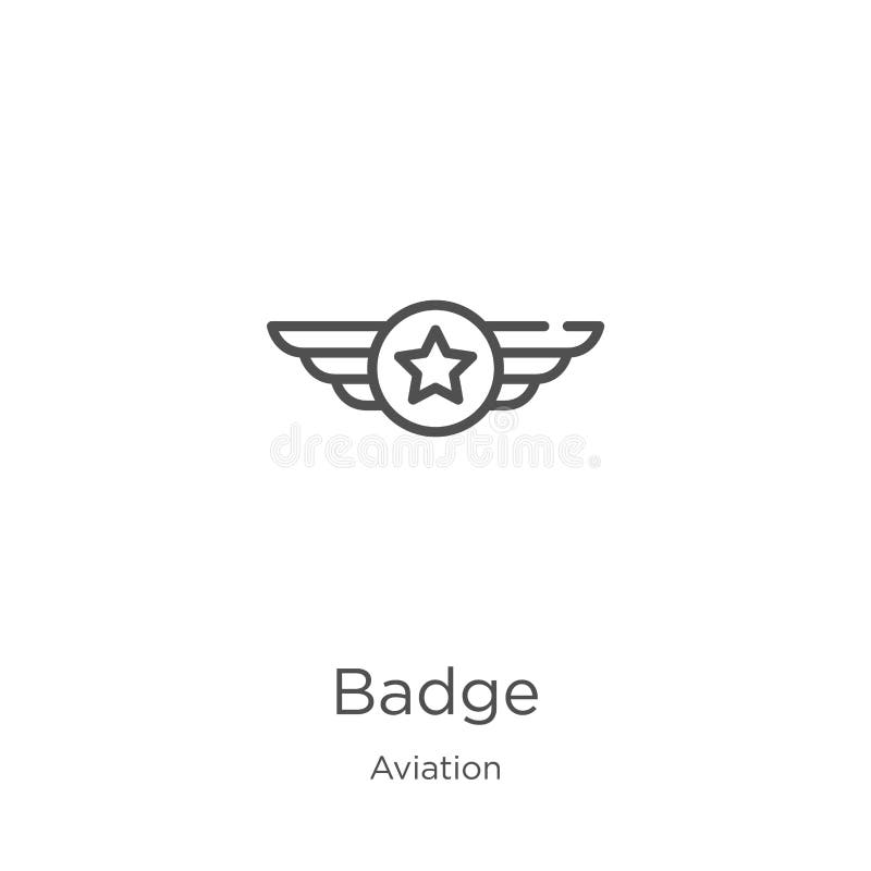 Badge Icon Vector from Aviation Collection. Thin Line Badge Outline ...
