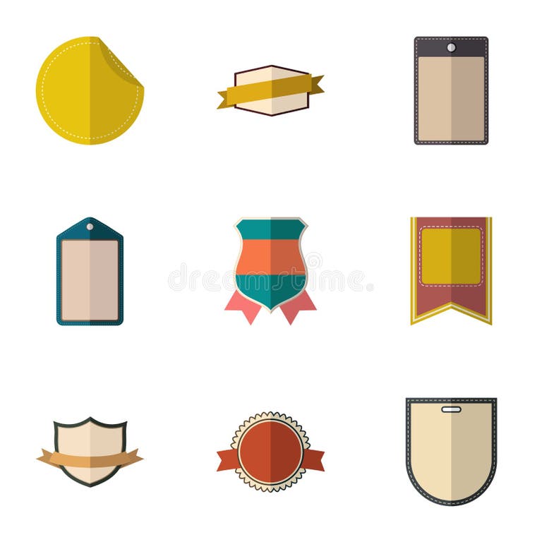 Badge Icons Set, Flat Style Stock Vector - Illustration of menu, flat ...