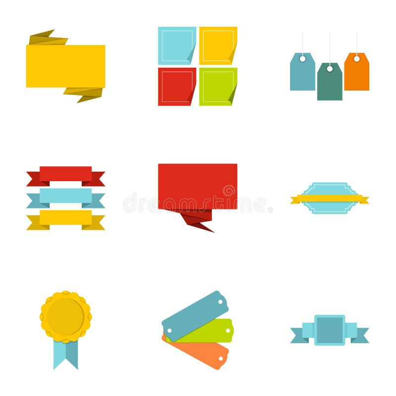Badge Icons Set, Flat Style Stock Vector - Illustration of banner ...