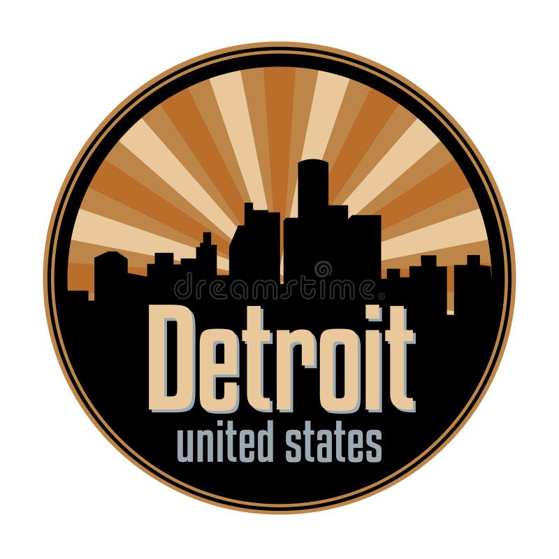 Badge, Label or Stamp with Detroit Skyline Stock Vector - Illustration ...