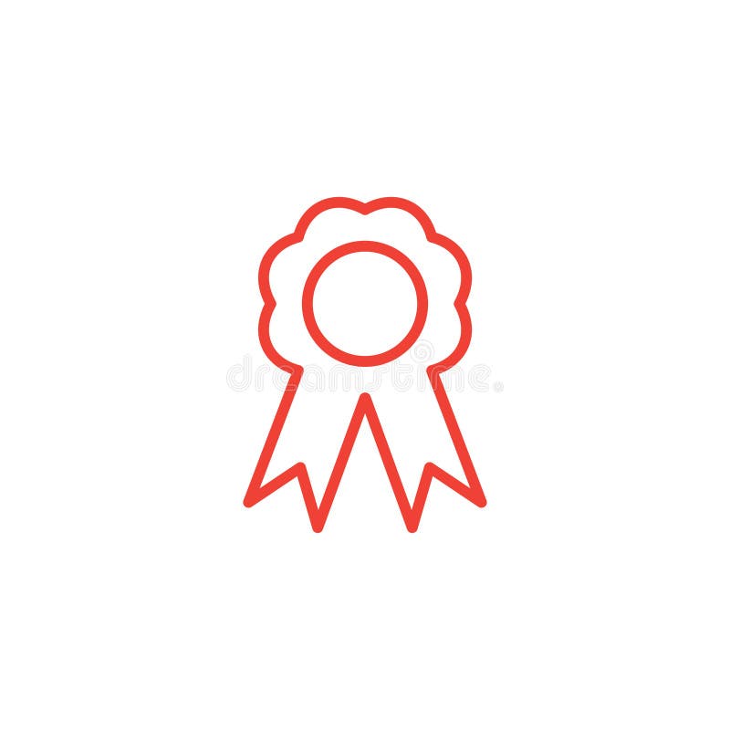 Badge Line Red Icon on White Background. Red Flat Style Vector ...
