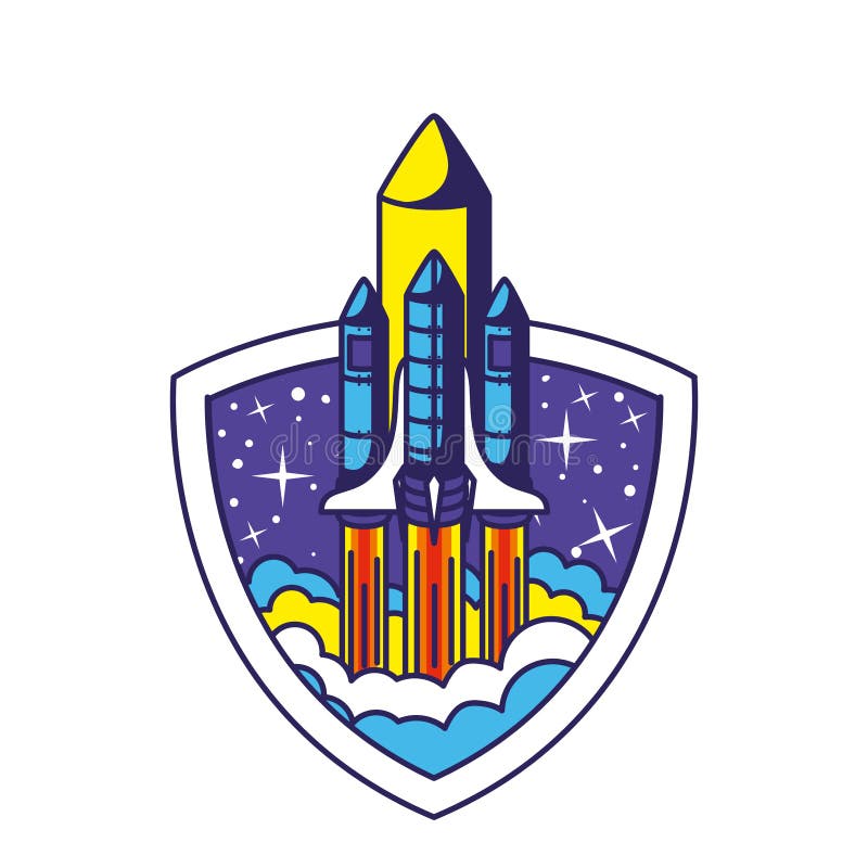 Badge with One Rocket in it on a White Background Stock Vector ...