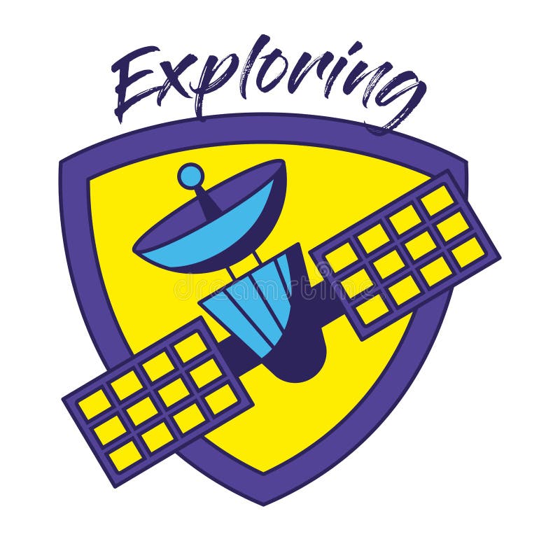 Badge with One Satellite and Two Panels in it Stock Vector ...