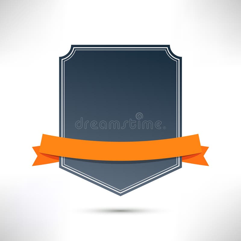 Badge with Orange Flat Ribbon Template Stock Vector - Illustration of ...