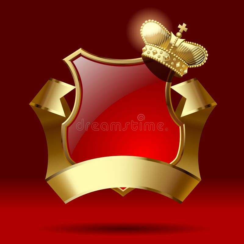Badge with Ribbon and Crown Stock Vector - Illustration of retro ...