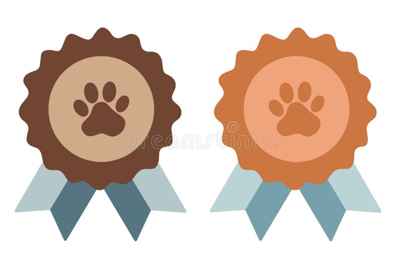 Badge with Ribbons. Dog Paw Stock Vector - Illustration of medal ...