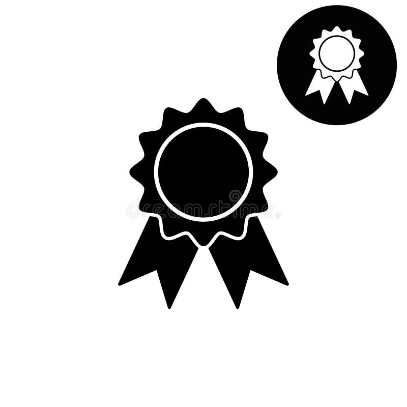 Badge with Ribbons - White Vector Icon Stock Vector - Illustration of ...