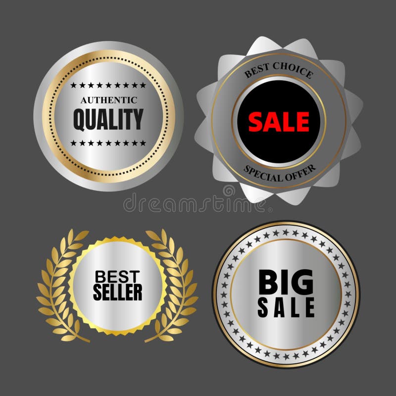 Badge Sale stock vector. Illustration of medal, gold - 346264473