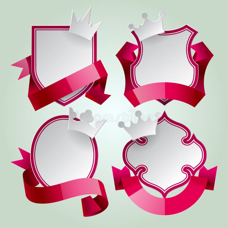 Badge with Ribbon and Crown Stock Vector - Illustration of retro ...