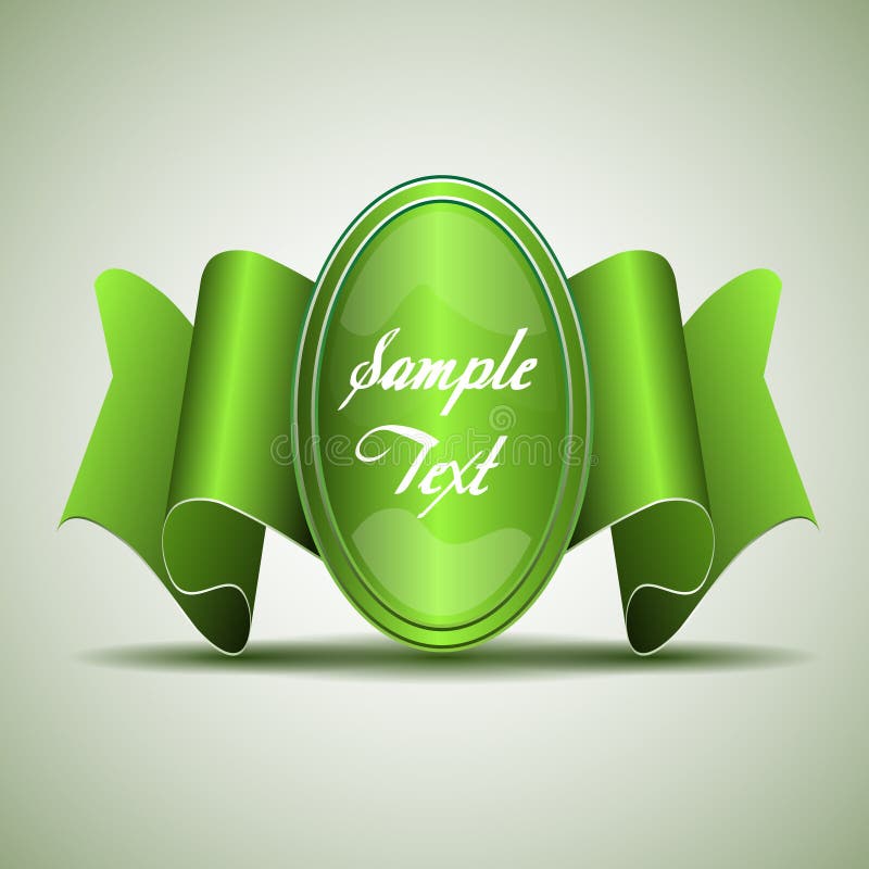 Badge Template with Green Ribbon Stock Vector - Illustration of banner ...