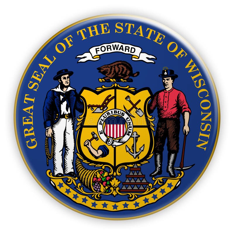 Badge US State Seal Wisconsin 3d Illustration Stock Illustration ...