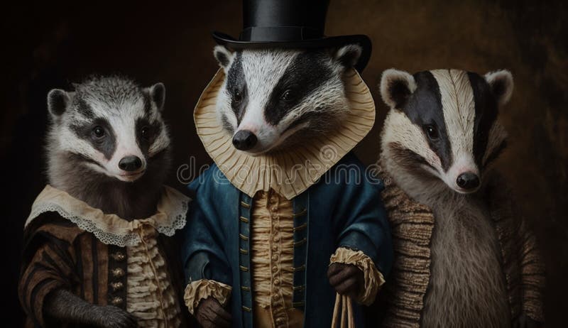 Badger Animals Dressed in Victorian Era Clothing. Generative AI Stock ...