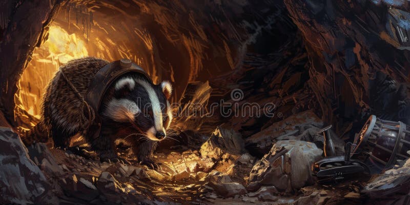 A Badger As a Miner Digging through Underground Tunnels in Search of ...
