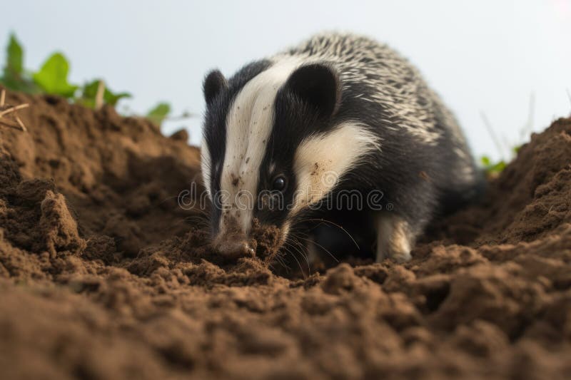 A Badger Digging a Burrow in the Dirt Stock Photo - Image of burrow ...