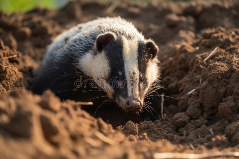 A Badger Digging a Burrow in the Dirt Stock Image - Image of digging ...