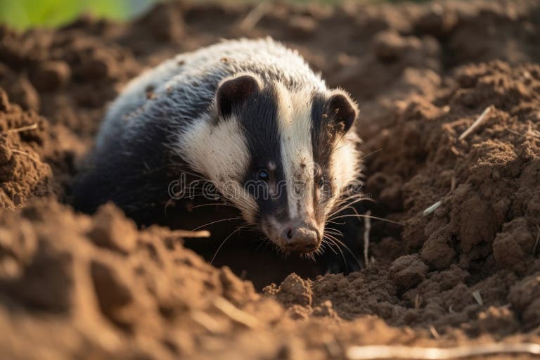 A Badger Digging a Burrow in the Dirt Stock Image - Image of digging ...