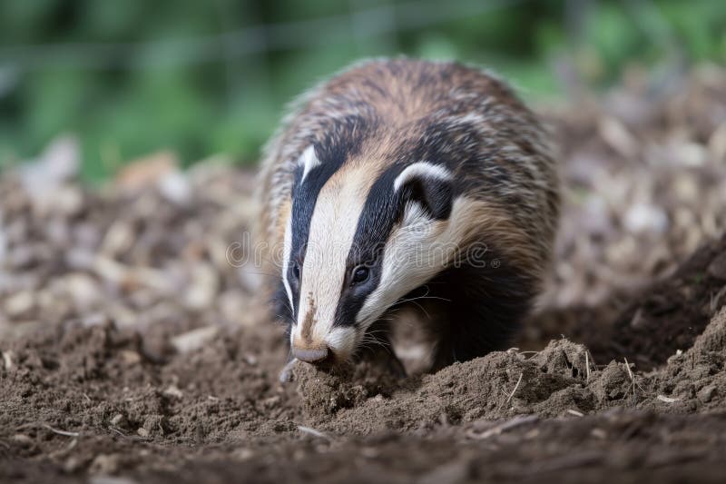 Badger Digging, Kicking Dirt Towards the Camera Stock Image - Image of ...