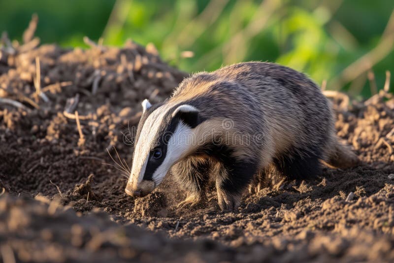 Badger Digging, Kicking Dirt Towards the Camera Stock Photo - Image of ...