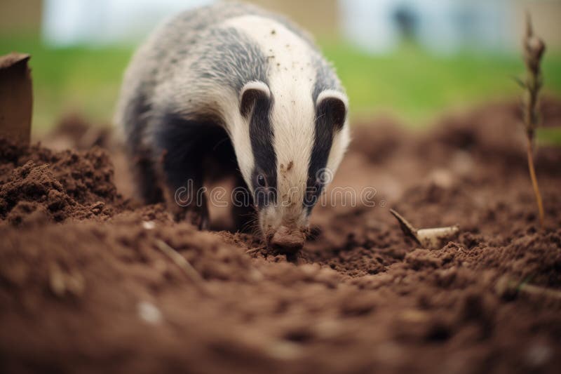 Badger Digging Soil Outside Its Burrow Stock Image - Image of outdoors ...