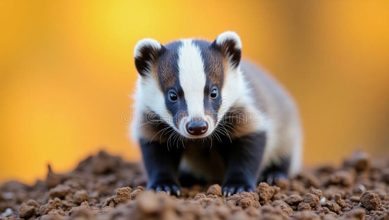 Badger Exploring Earth at Dusk in a Forested Area Stock Photo - Image ...