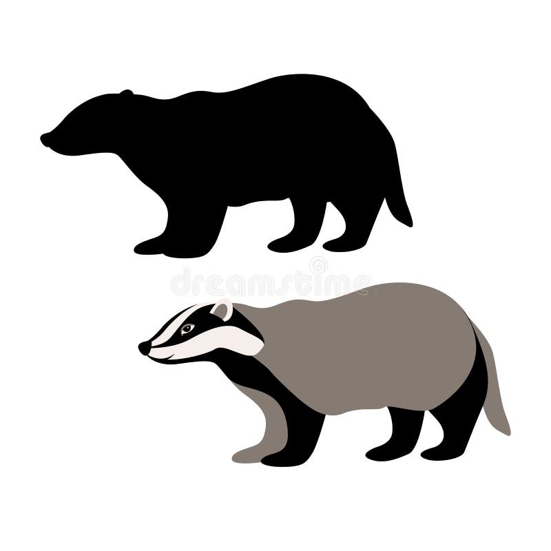 Badger Vector Illustration Style Flat Silhouette Stock Vector ...
