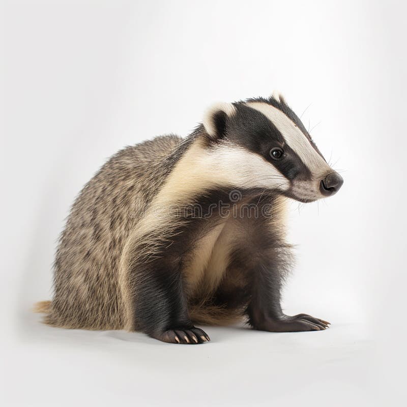 Badger, Wild Predator Isolated on White Close-up, Stock Illustration ... Badger, Wild Predator Isolated on White Close-up, Stock Illustration ...