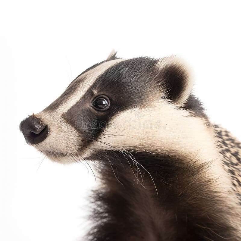 Badger, Wild Predator Isolated on White Close-up, Stock Illustration ... Badger, Wild Predator Isolated on White Close-up, Stock Illustration ...