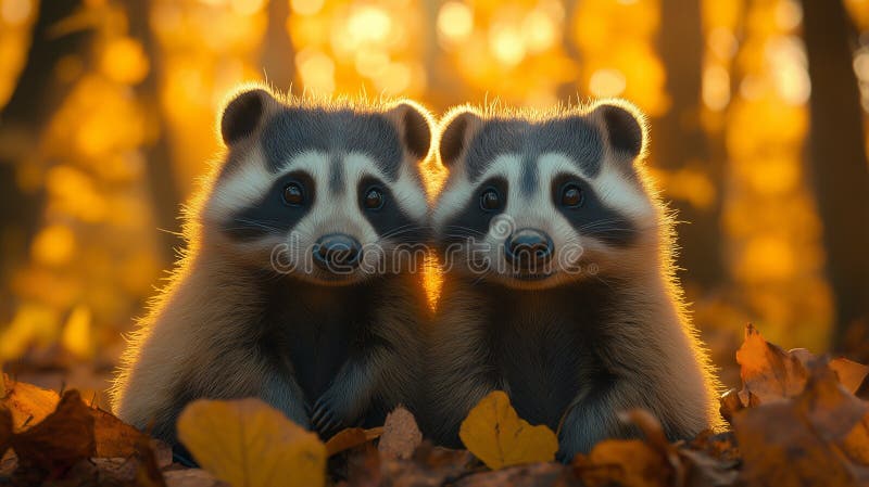 Badgers Couple in a Romantic Pose Stock Image - Image of close, night ...