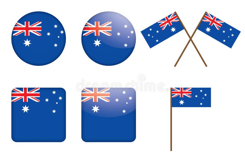Badges with Flag of Australia Stock Vector - Illustration of button ...