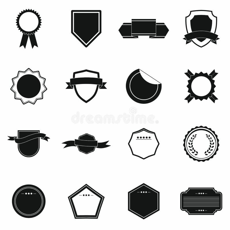 Badges Icons Set, Simple Style Stock Vector - Illustration of element ...