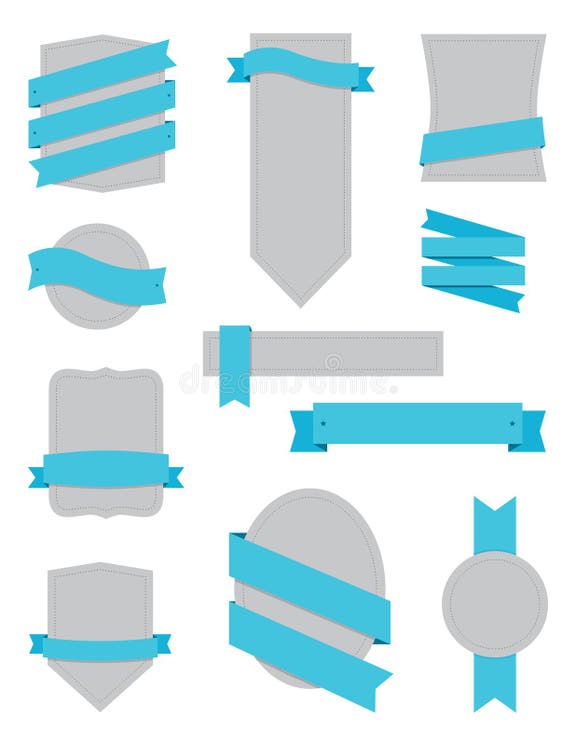 Badges and Ribbons Turquoise Stock Vector - Illustration of copy, retro ...