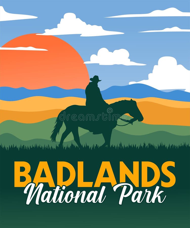 Badlands National Park with Beautiful Natural Views Stock Vector ...