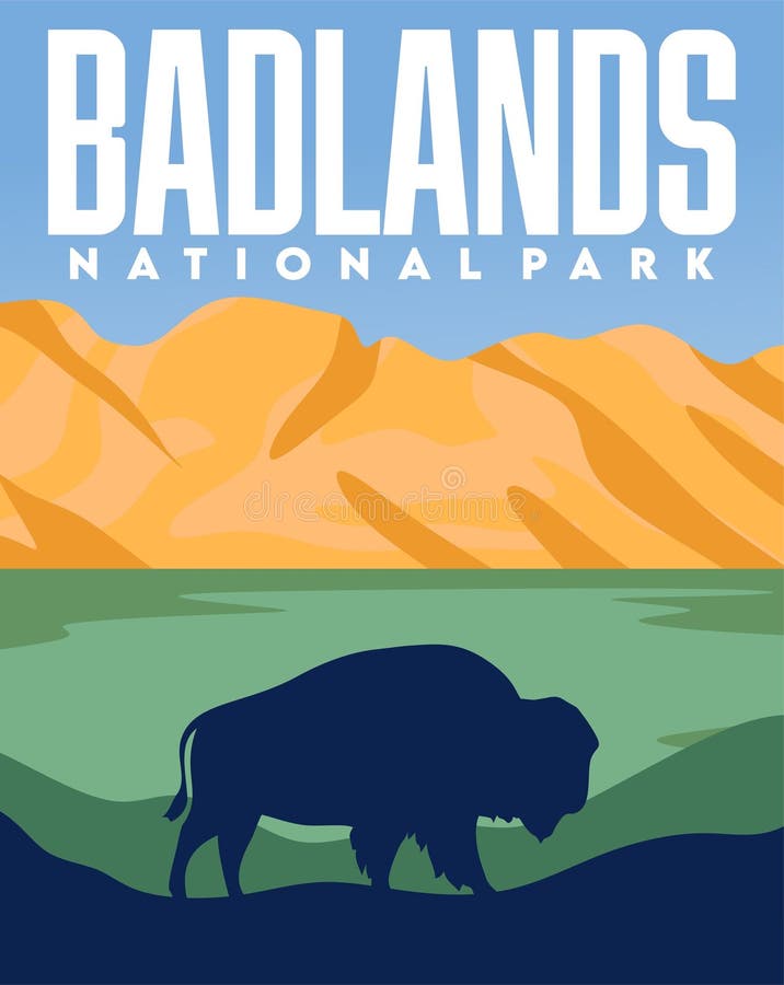 Badlands National Park with Beautiful Natural Views Stock Vector ...