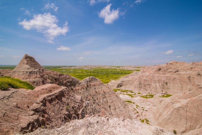 Badlands National Park - Landscape of Grasslands and Eroded Rock ...