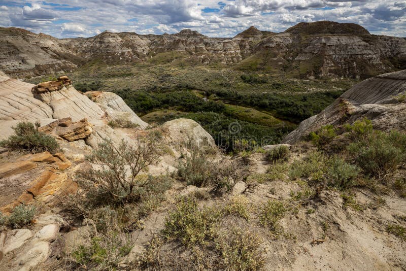 Badlands in the Prairie of Alberta in Canada Stock Photo - Image of ...