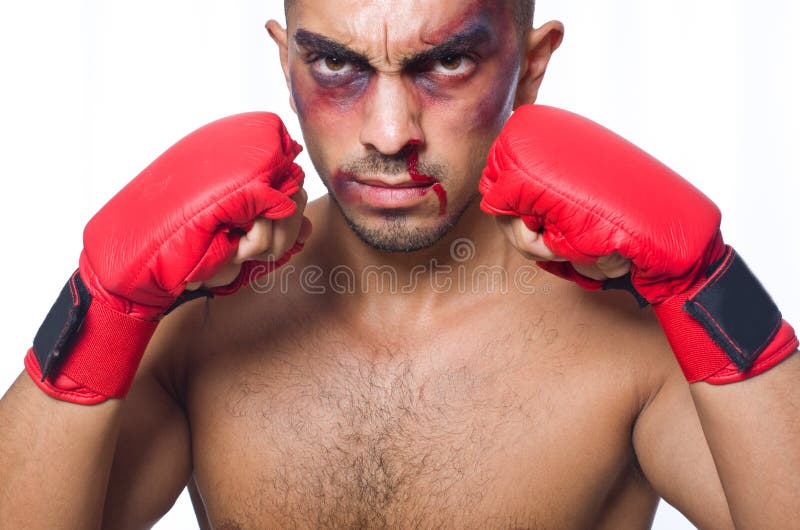Badly beaten boxer stock image. Image of funny, muscular - 33349967
