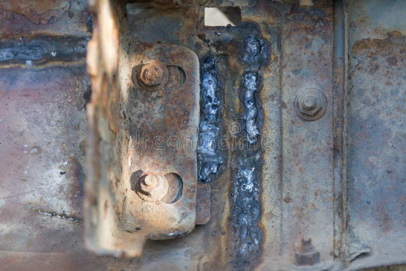 Badly welded rusty metal stock photo. Image of engineering - 132405924