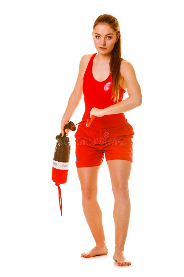 Badmeester Op Plicht Met De Boei Van De Reddingstorpedo Stock Foto ...