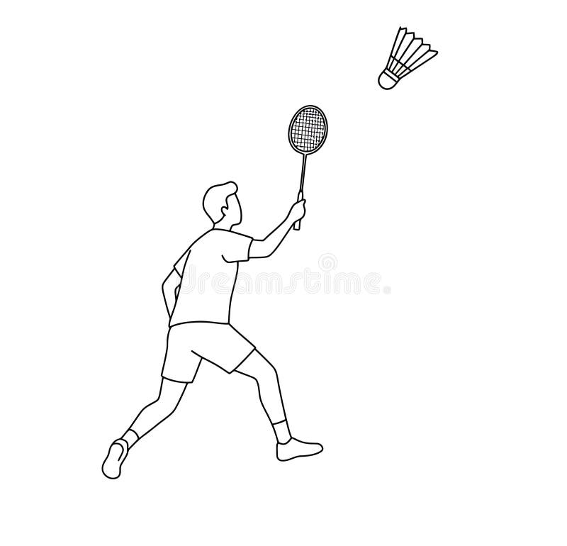 Badminton drawing stock illustration. Illustration of game - 393084524