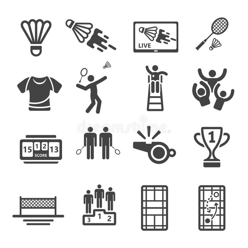 Badminton icon set stock vector. Illustration of competition - 136587717