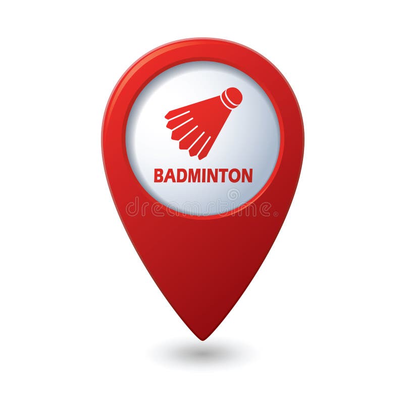 Badminton Icon on the Map Pointer Stock Vector - Illustration of ...