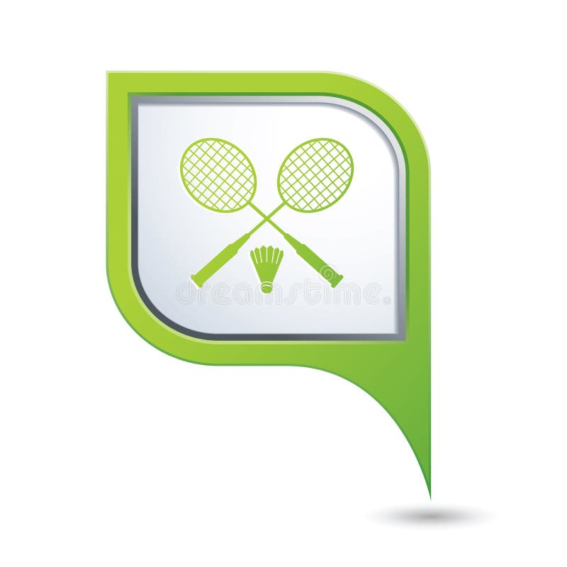 Badminton Icon on the Map Pointer Stock Vector - Illustration of label ...