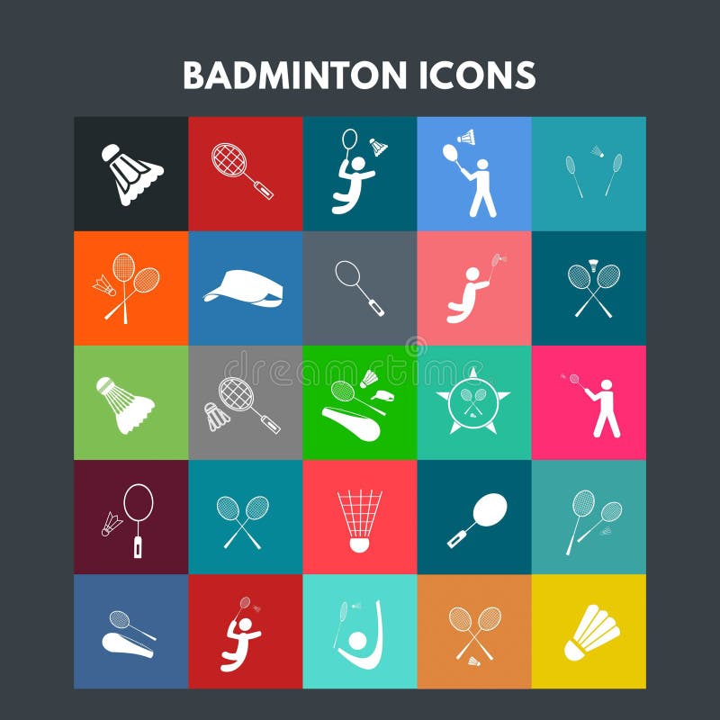 Badminton Icons Set Vector. Badminton Accessories. Isolated Flat ...