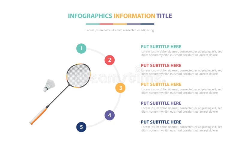 Badminton Infographic Template Concept with Five Points List and ...